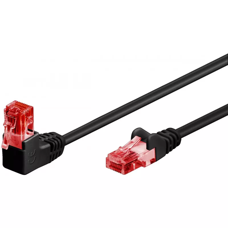 INF CAT 6 Patchkabel 1x 90° gewinkelt, U/UTP, schwarz