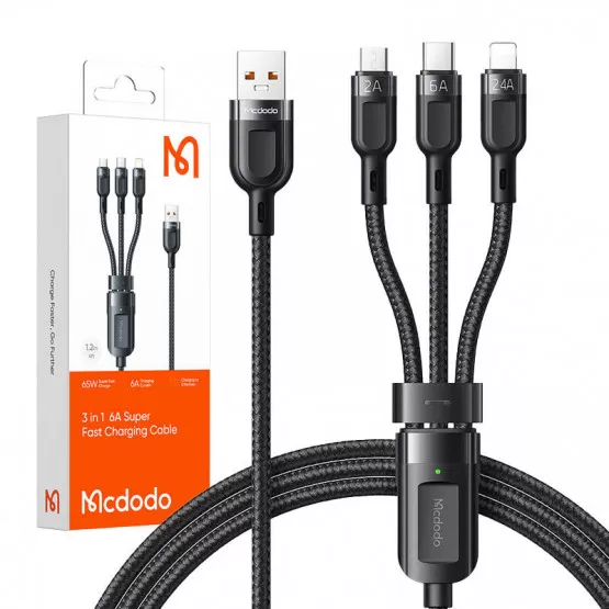 3in1 USB auf USB-C / Lightning / Micro USB-Kabel, Mcdodo CA-0930, 6A,