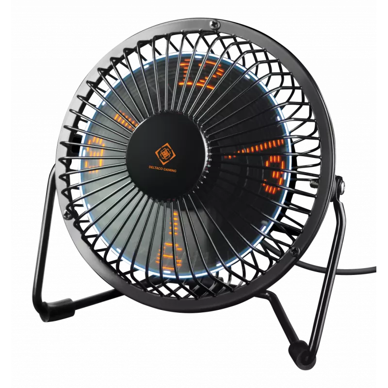INF USB-Tischventilator mit Uhr, schwarz