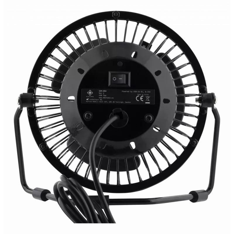 INF USB-Tischventilator mit Uhr, schwarz