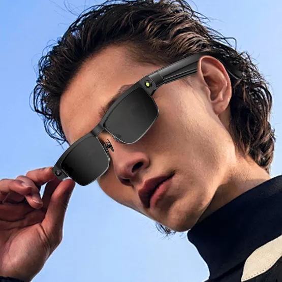INF Intelligente AI Brille (Schwarzrahmen) mit HD-Kamera & Sprachassistent