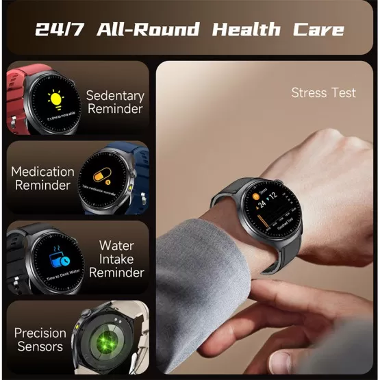INF Smartwatch mit AMOLED-Display, EKG, Herzfrequenz- und